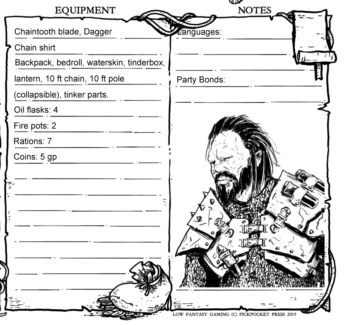 Pregen Character Sheets (Deluxe) – Pickpocket Press